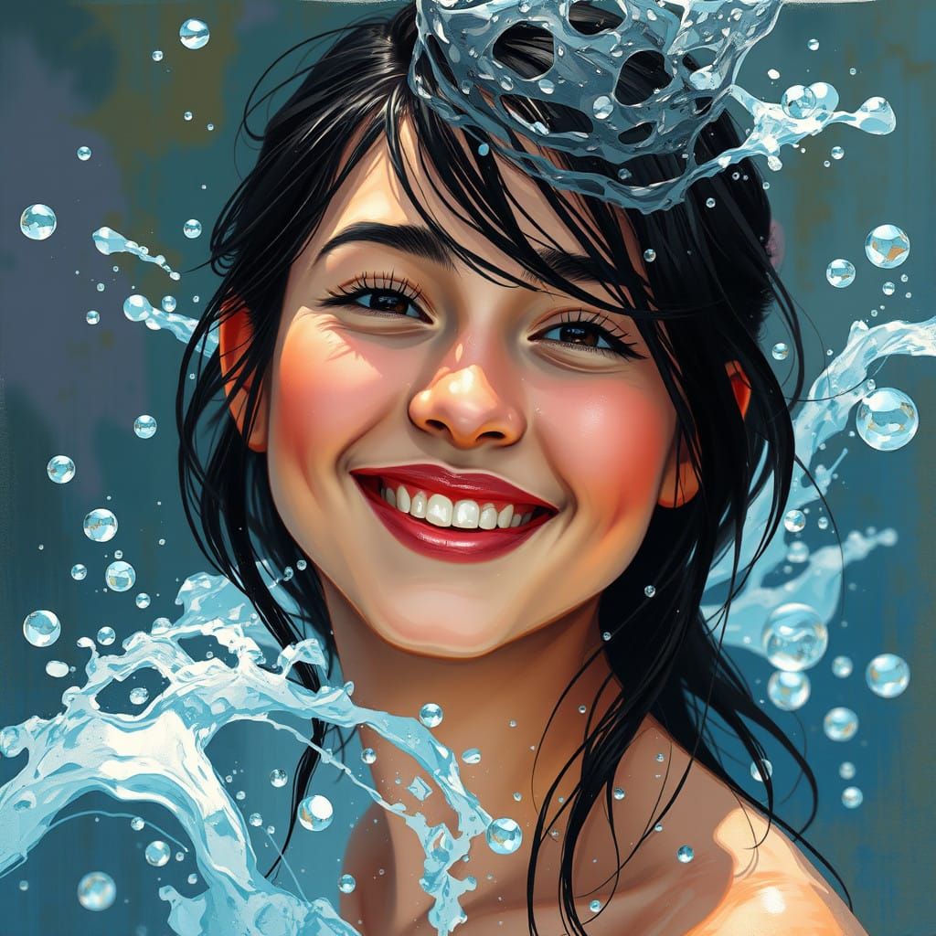 Kirra Anne ramirez splash face - Vibrant Young Woman Splashe...