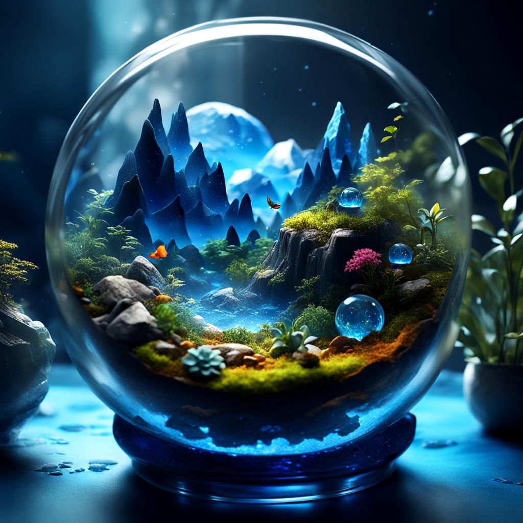 A miniature world inside a glass bowl - AI Generated Artwork ...