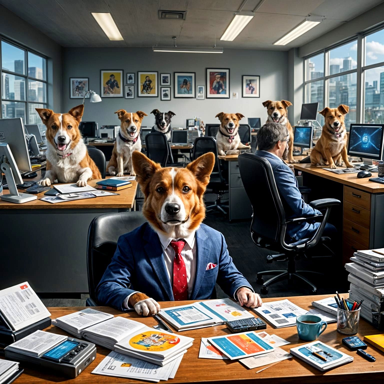 That time when Waffle thought it was 'bring your human to work' day