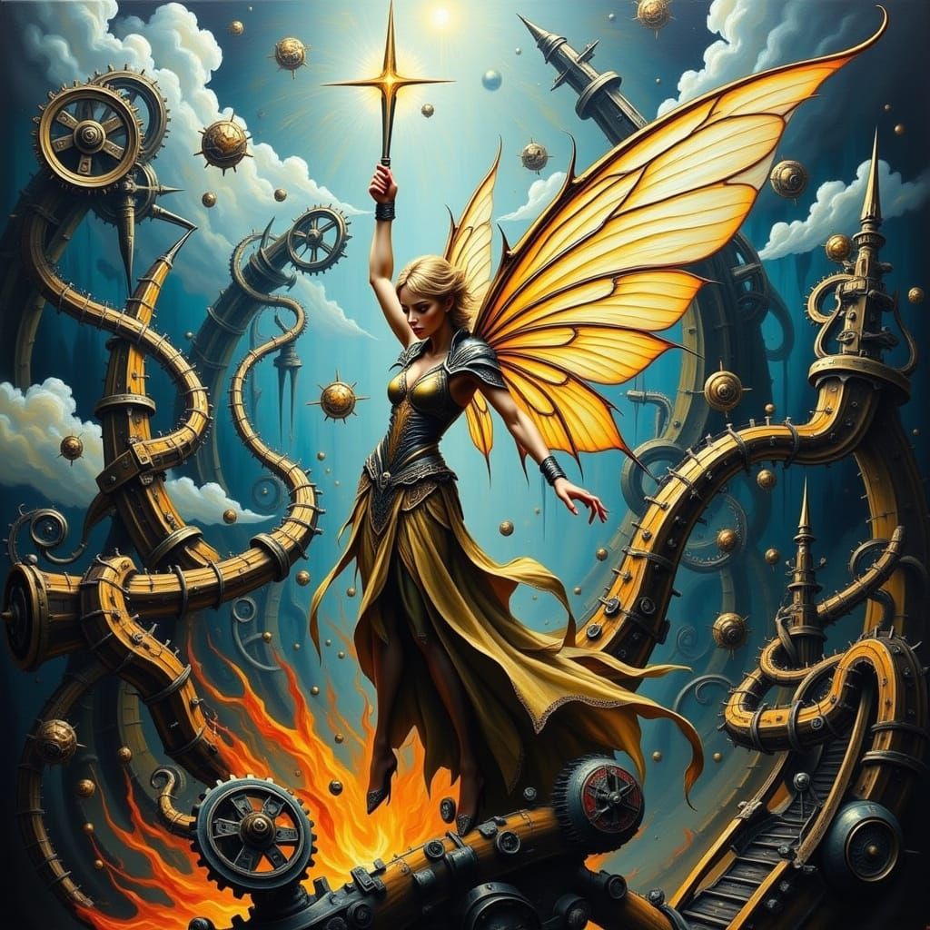 Heavy Metal Fantasy in Cyberpunk Futurism - AI Art