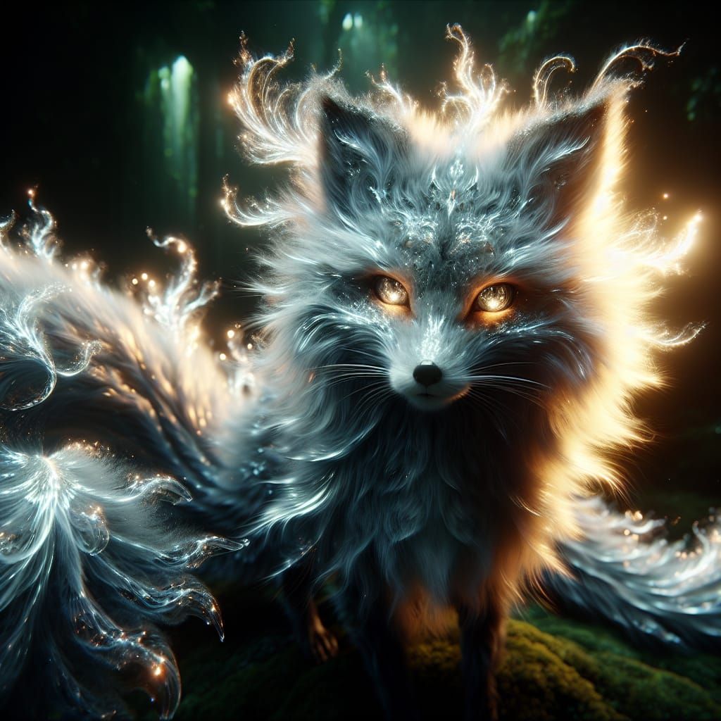 Fire Silver Fox - AI Generated Artwork - NightCafe Creator