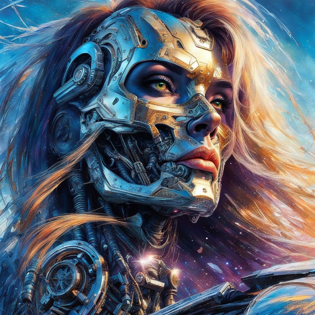 Female Terminator 🤖🩵💫 v2 - AI Generated Artwork - NightCafe Creator