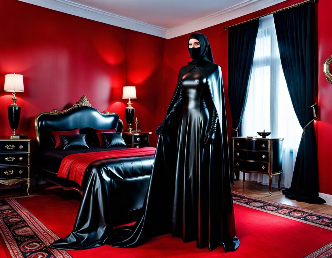 Woman in Leather with Hijab 8 - AI Generated Artwork - NightCafe Creator