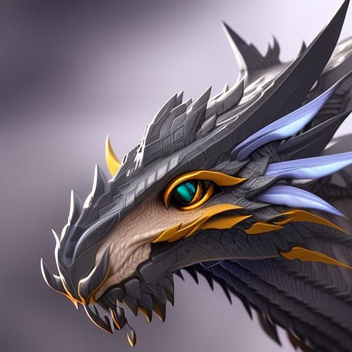 large dragon, gray eyes, large horns, 8k resolution, portrait, CGI ...