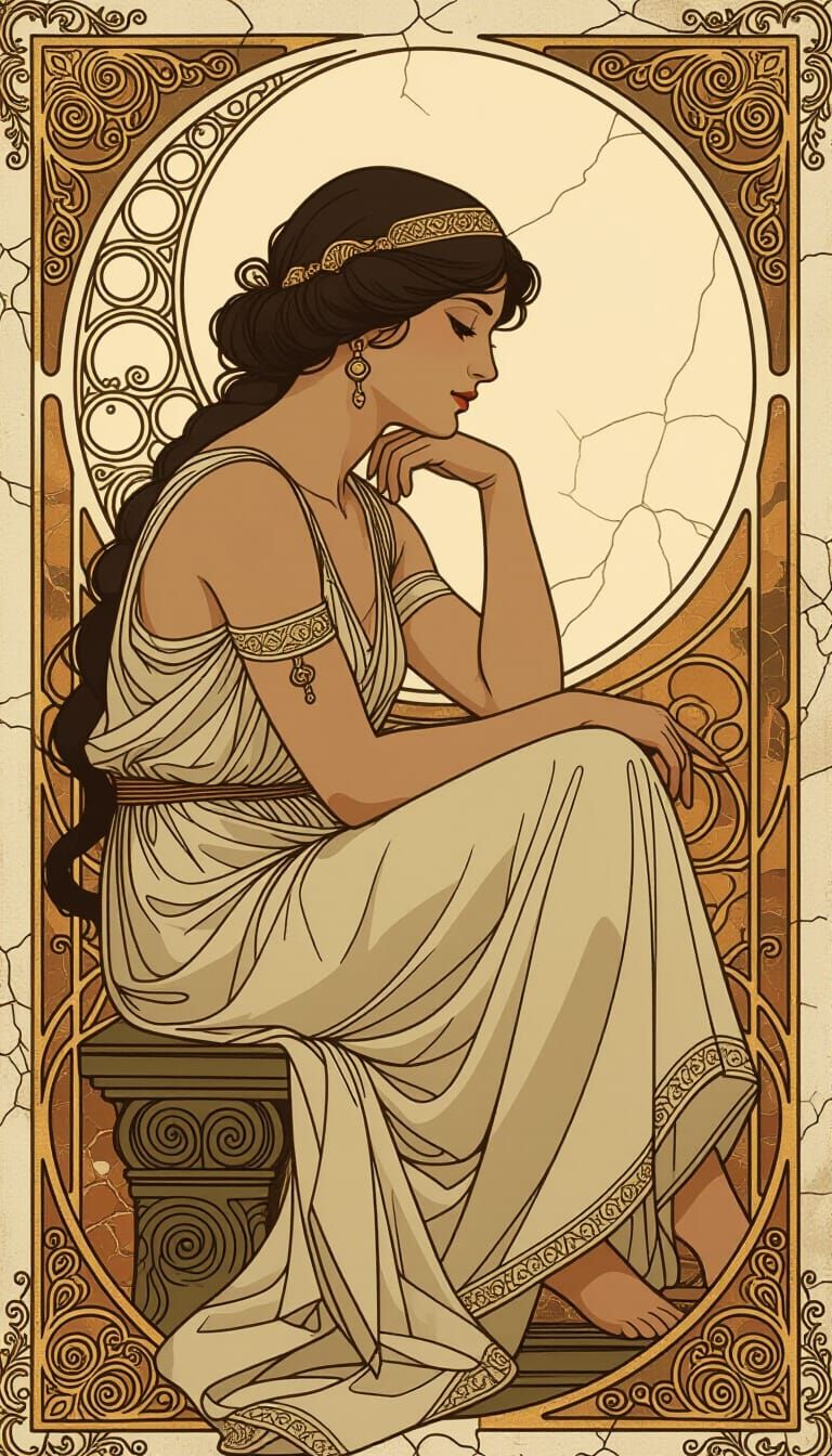 Antic Greek Moon Weaver - Moon Weaver in Art Nouveau Style