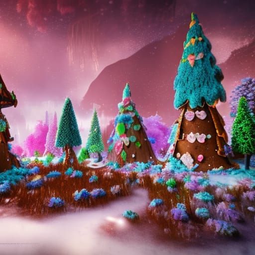 Gingerbread candy forest - AI Generated Artwork - NightCafe Creator