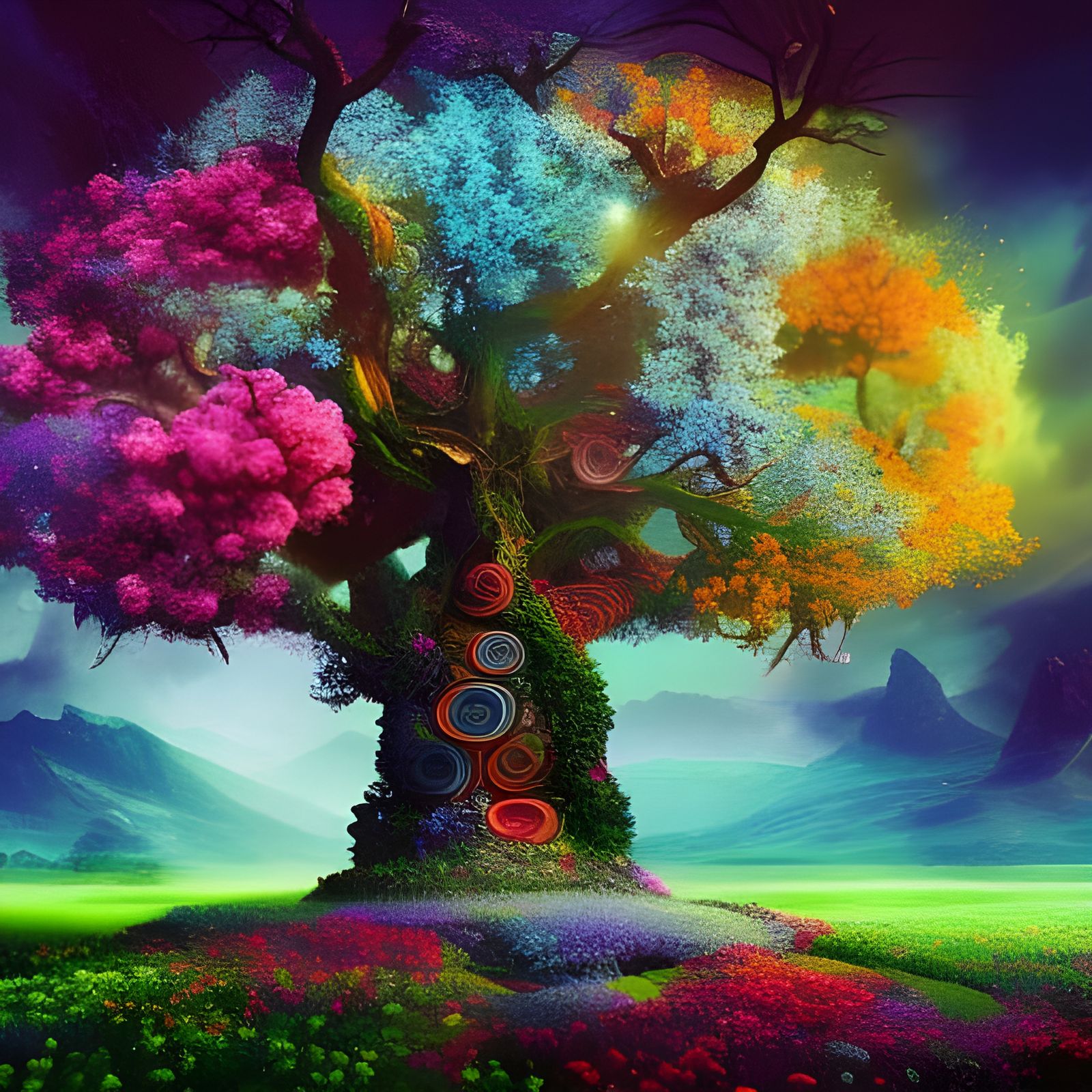 Colorful tree - AI Generated Artwork - NightCafe Creator