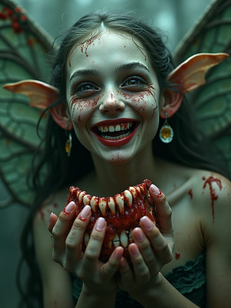 The Tooth Fairy - Dark Fantasy Fairy Collects Bloody Teeth