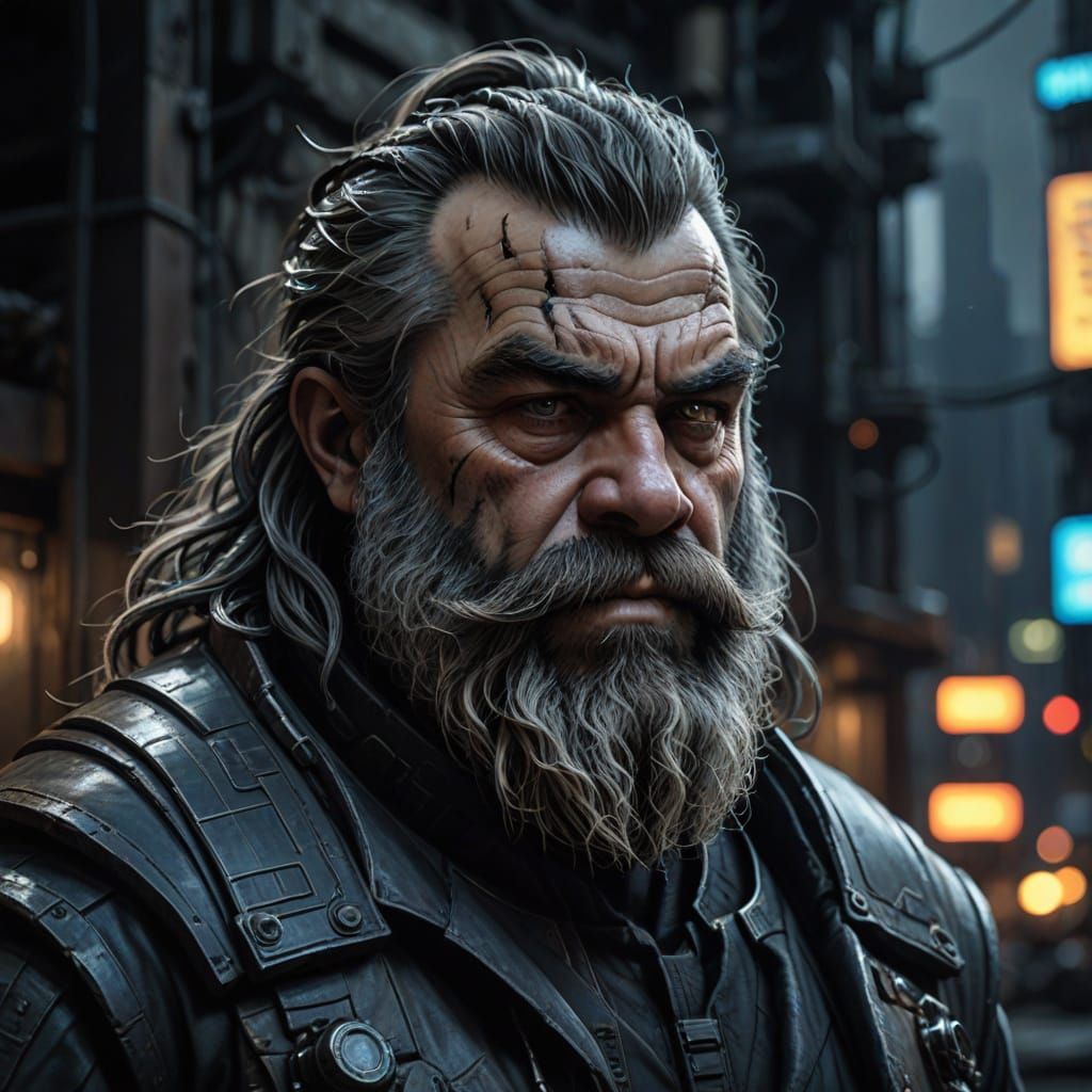A Male Dwarf Shadowrun Face - Cyberpunk Dwarf in a Gritty Me...