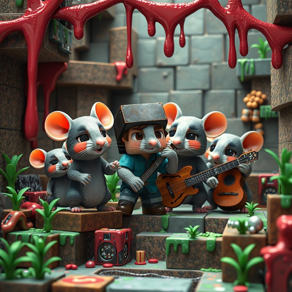 musical minecraft mayhem with chibi mice By artist "anime", 3d anime ...