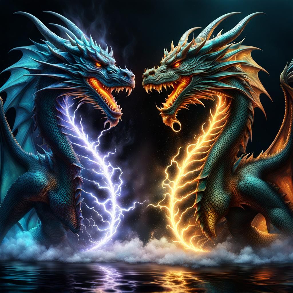 electric demon dragon and electric angel dragon sparking electricity ...