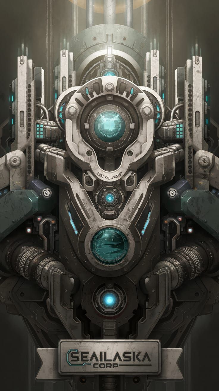 Abstract industrial sci-fi engineering drawing