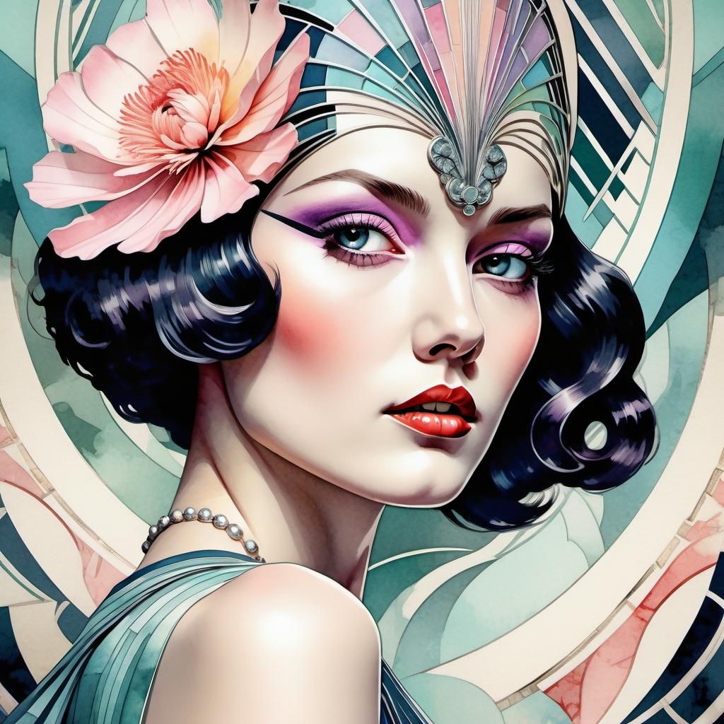 Art Deco poster art, classic Digital Art Deco painting, Art Deco ...