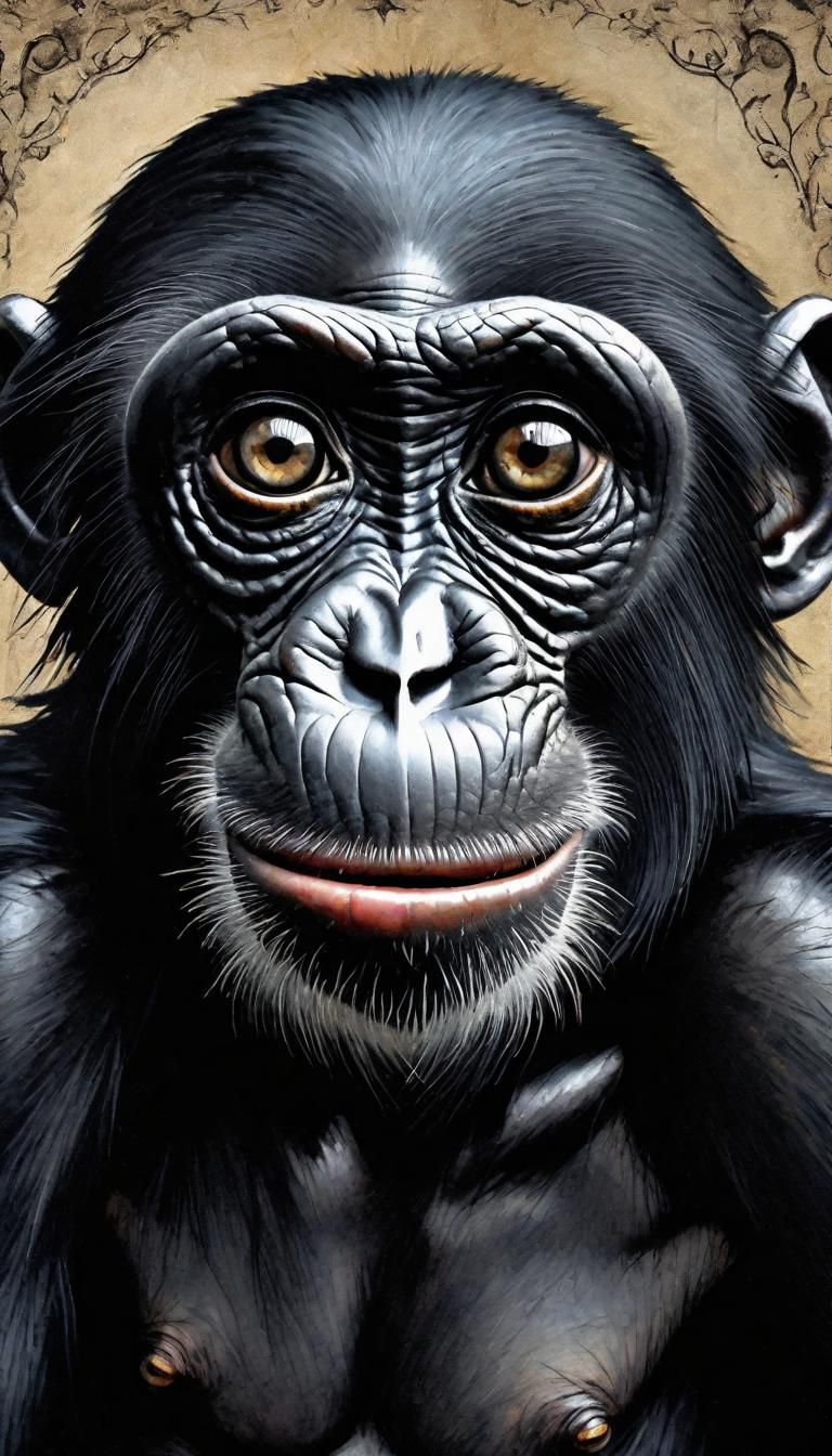 black Bonobo monkey - AI Generated Artwork - NightCafe Creator