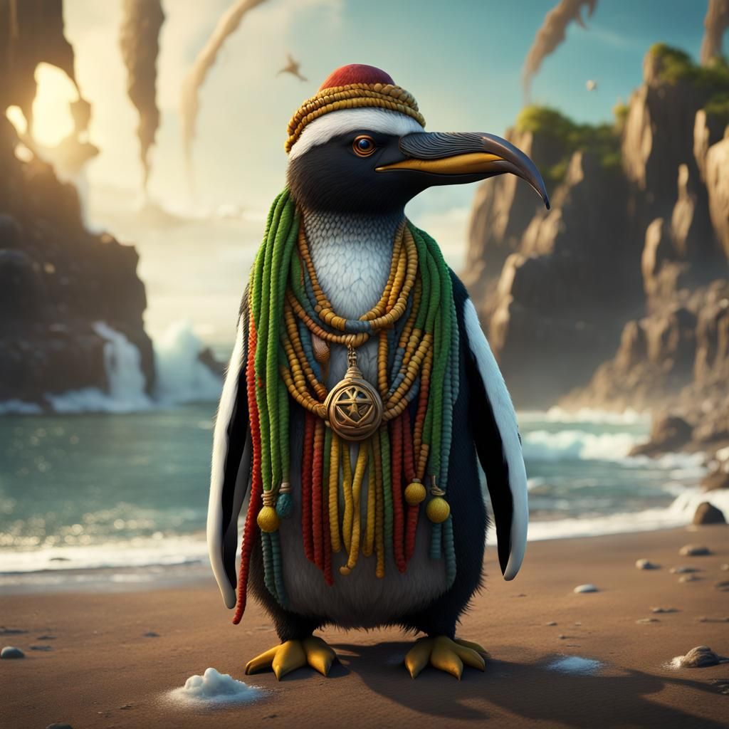 Rastafari penguin - AI Generated Artwork - NightCafe Creator