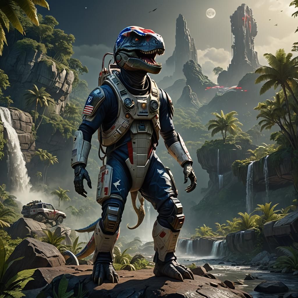 Space raptor at Jurassic moon base - AI Generated Artwork - NightCafe ...