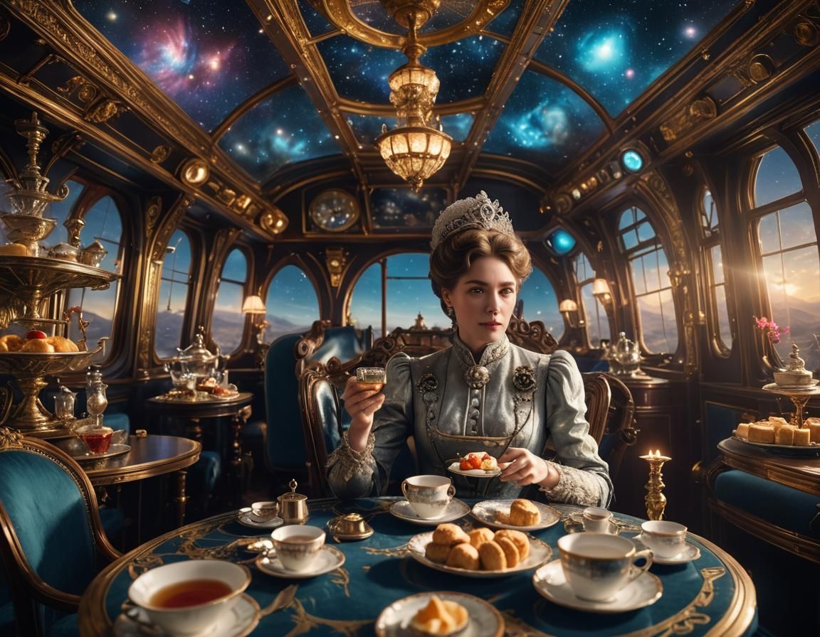 Victorian Afternoon Tea in Space - AI Generated Artwork - NightCafe Creator