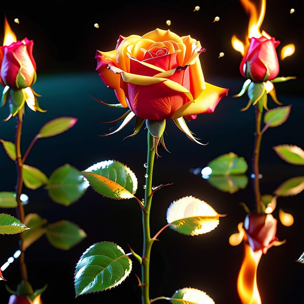Fire Roses - AI Generated Artwork - NightCafe Creator