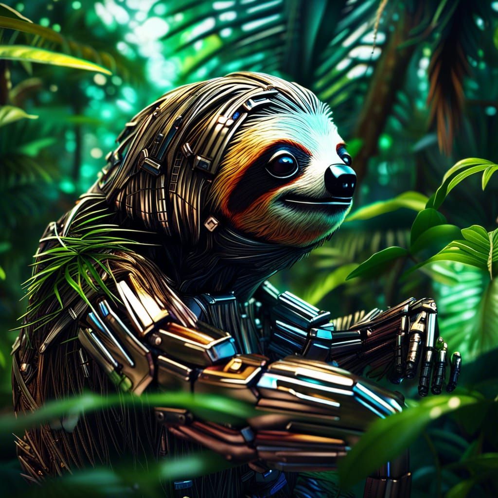 A robot sloth - AI Generated Artwork - NightCafe Creator