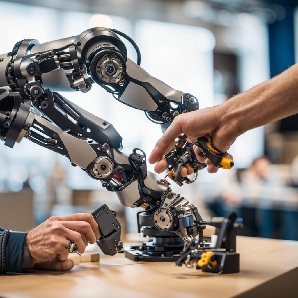 Six degrees of freedom collaborative robotic arm, human, human-machine ...