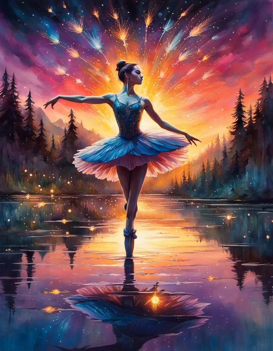 Ballerina at sunset - AI Generated Artwork - NightCafe Creator