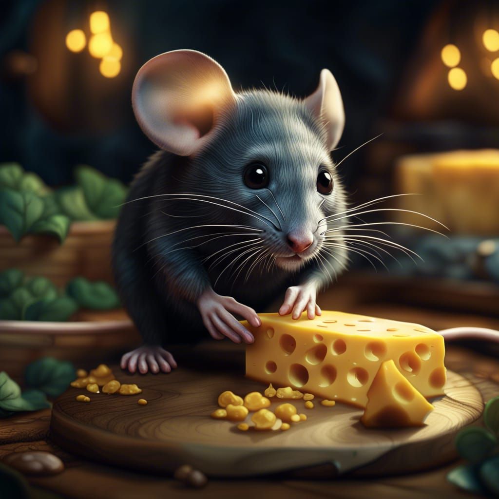cute realistic mouse stealing cheese - AI Generated Artwork - NightCafe ...