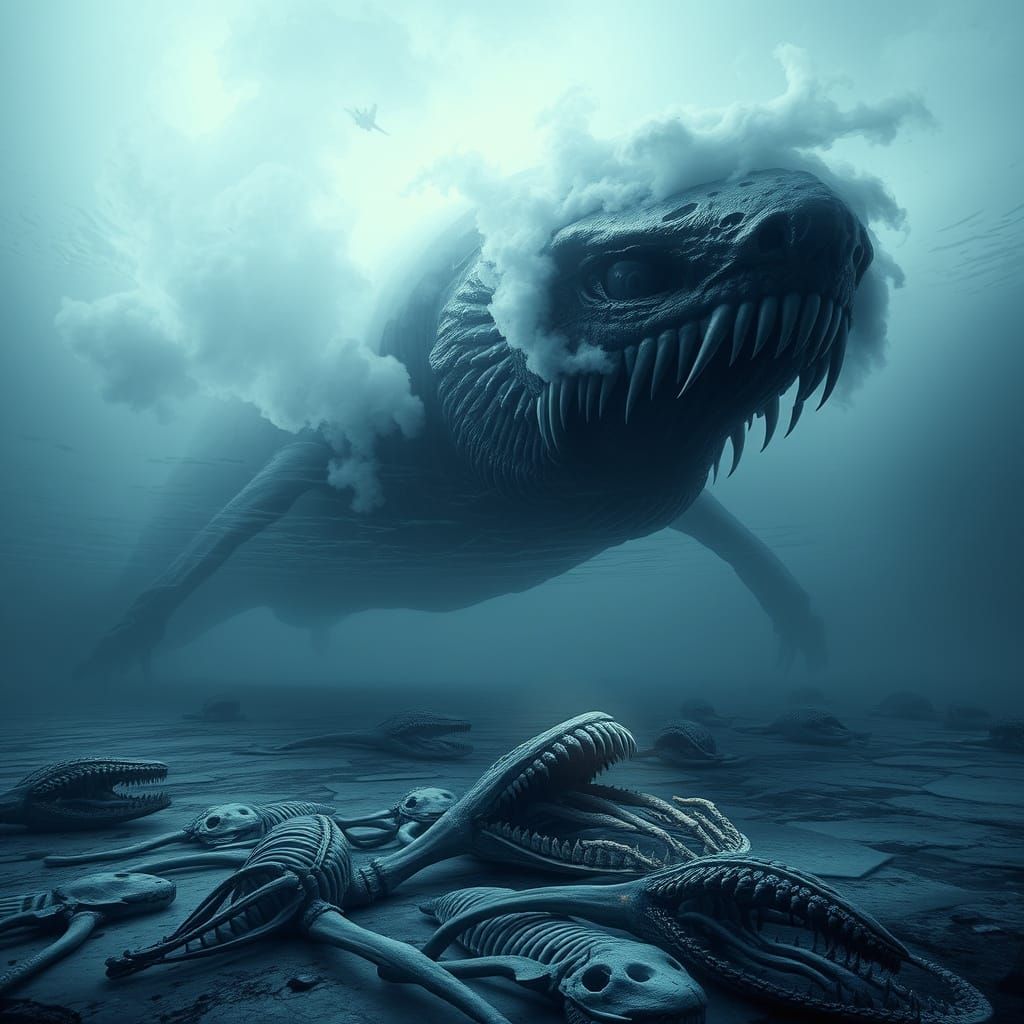 Dark Leviathan Sea Monster of the Arctic Ocean Flo... - AI Art