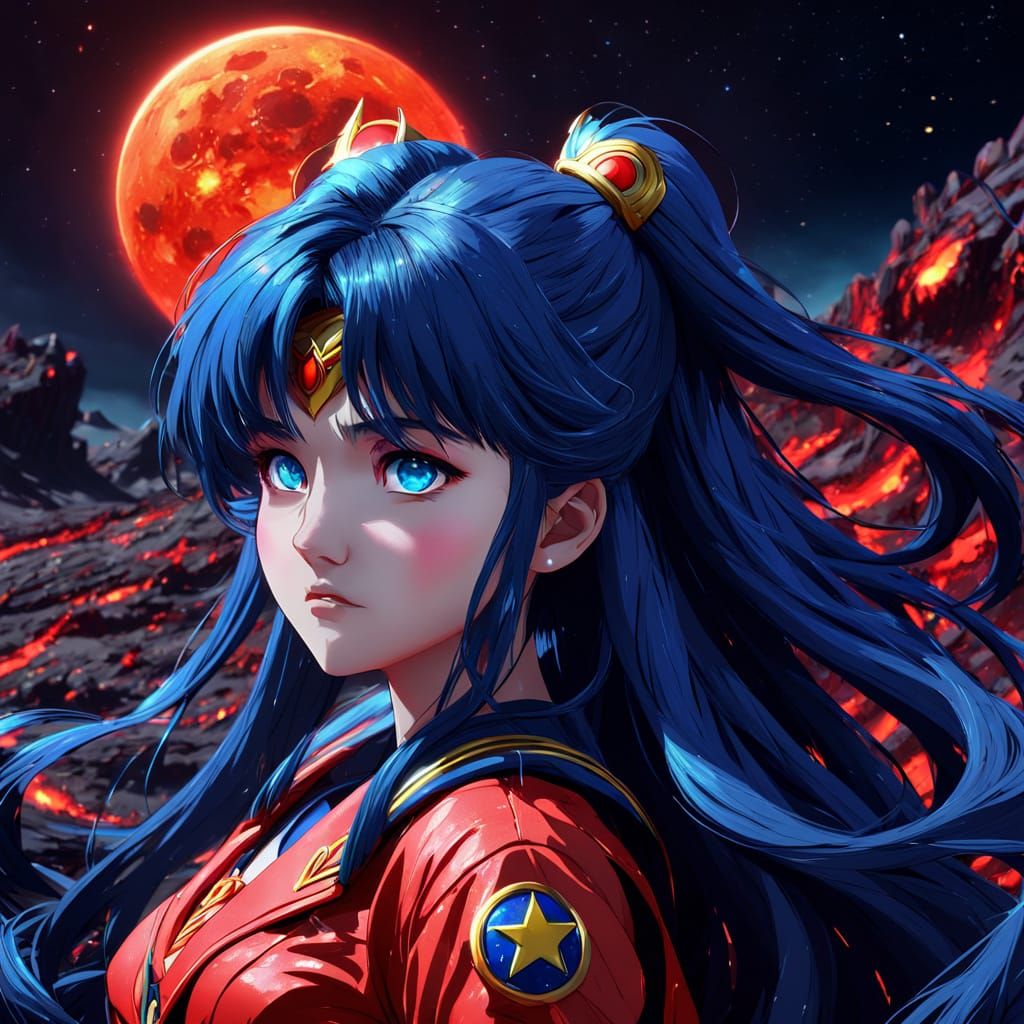 Sailor Moon Lost in Lava on Mars in 3D Anime Style - AI Art