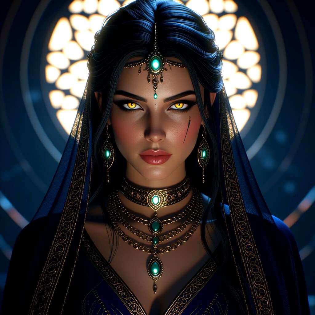 Shadow Goddess Emerges in Dark Fantasy Style - AI Art
