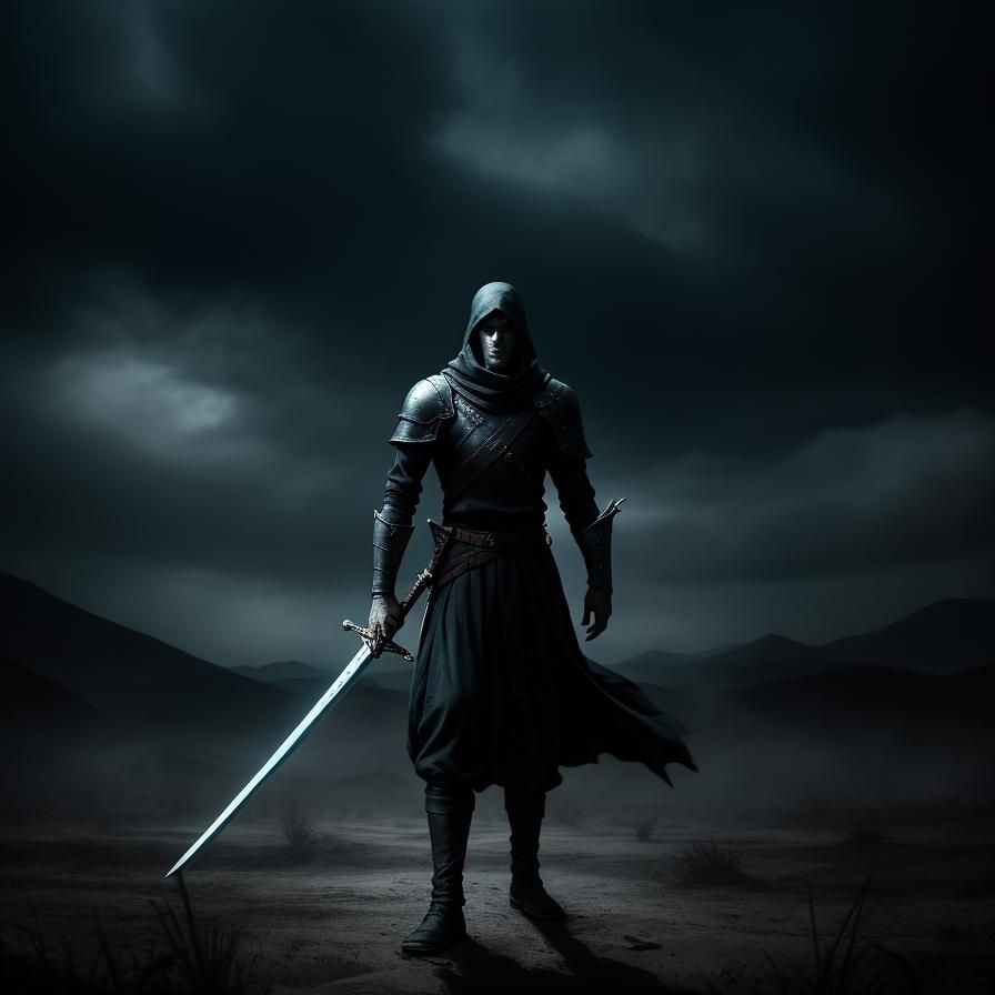 sword man, Cinematic film still, shot on v-raptor XL, film grain ...