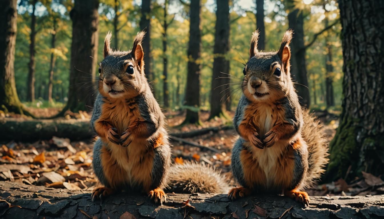squirrels in the forest - AI Generated Artwork - NightCafe Creator