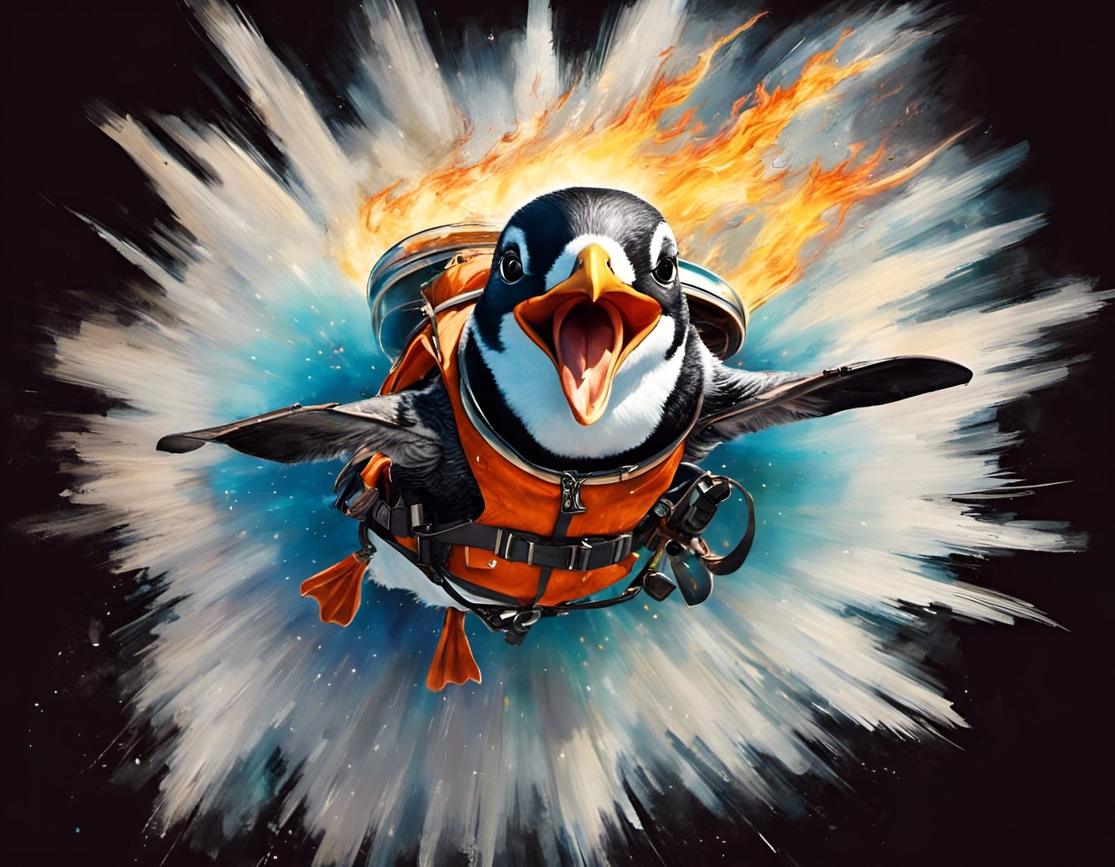 Jetpack Penguin - AI Generated Artwork - NightCafe Creator