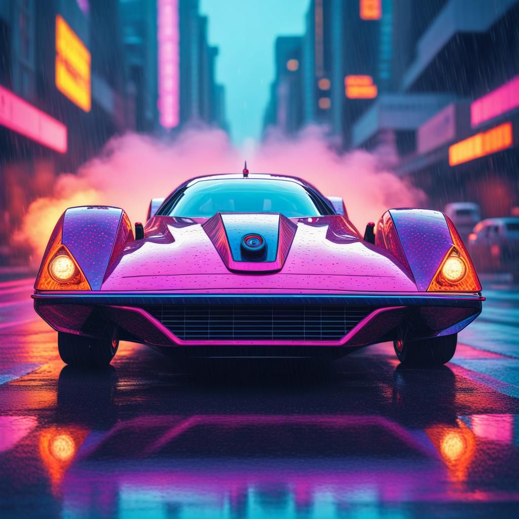 drag futurist racer car of the future, rain of fire fantasy cyberpunk ...