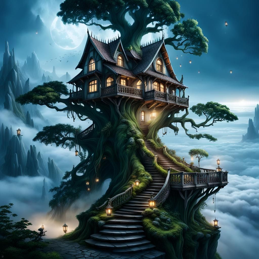 Great elven tree-palace - AI Generated Artwork - NightCafe Creator