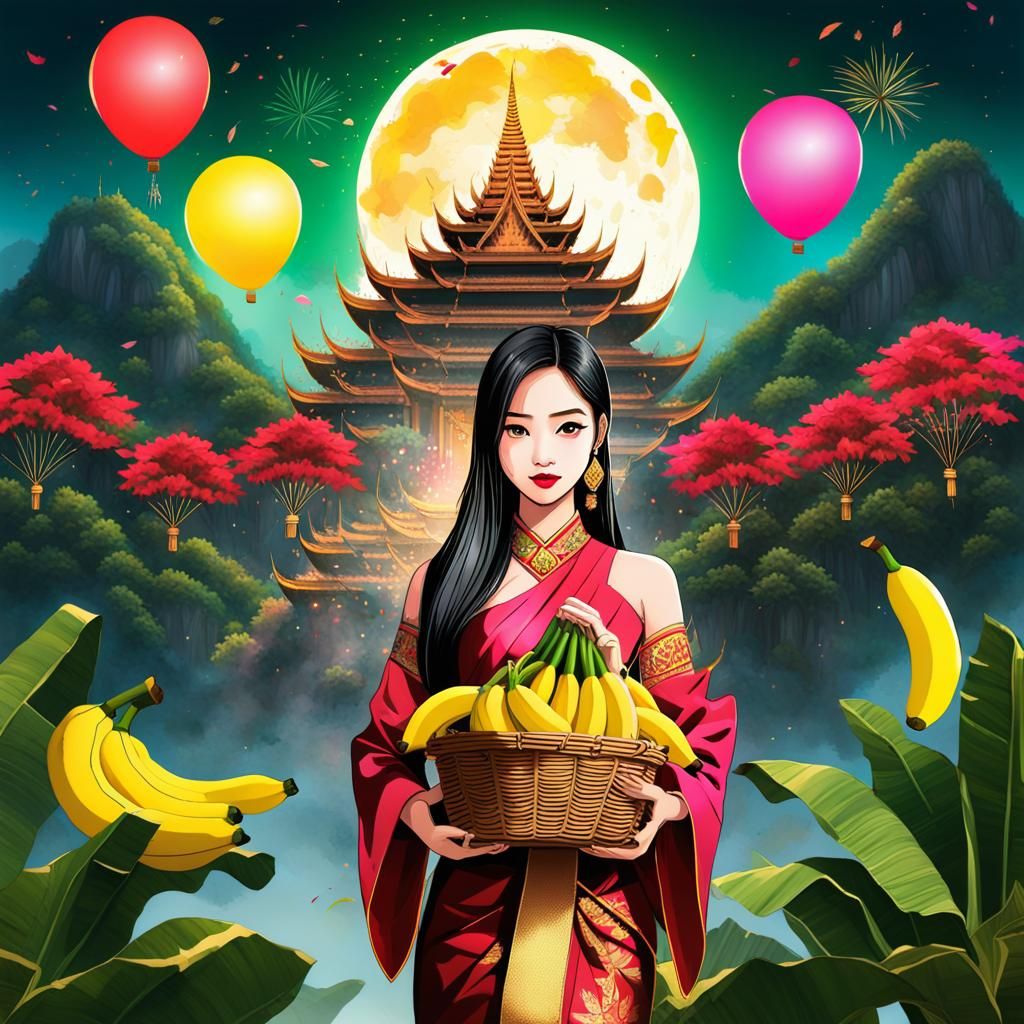 Loy Krathong Festival, beautiful girl Lisa K-pop wears a Thai costume ...