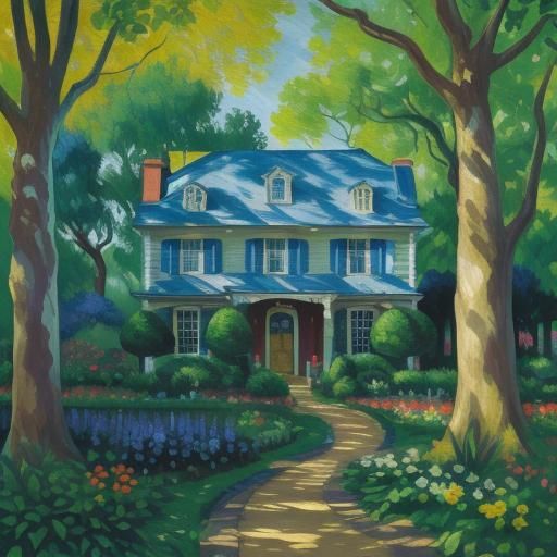 blue house colonial style - Colonial Blue House in Vibrant G...