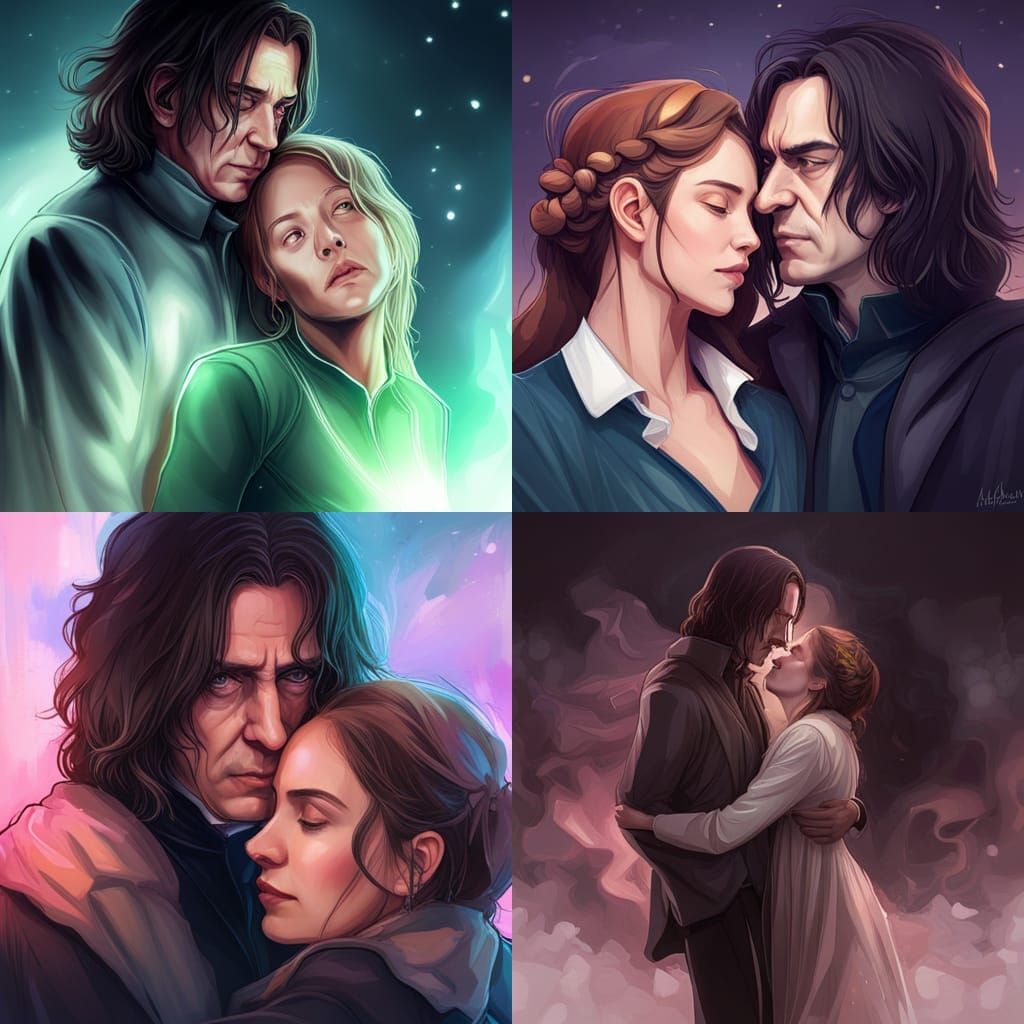 severus snape kissing hermione granger at night - AI Generated Artwork - NightCafe Creator