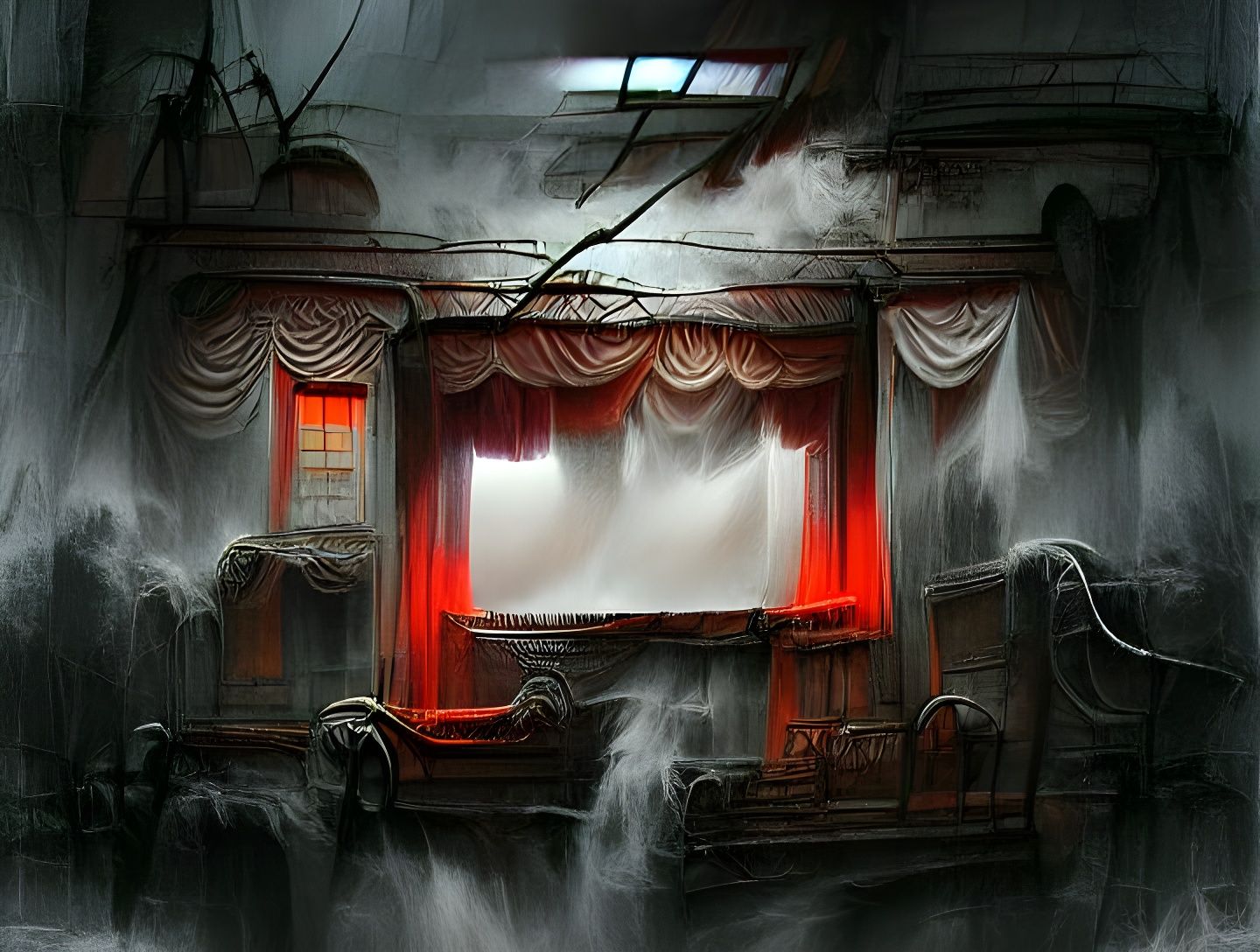 haunted movie theater - AI Generated Artwork - NightCafe Creator