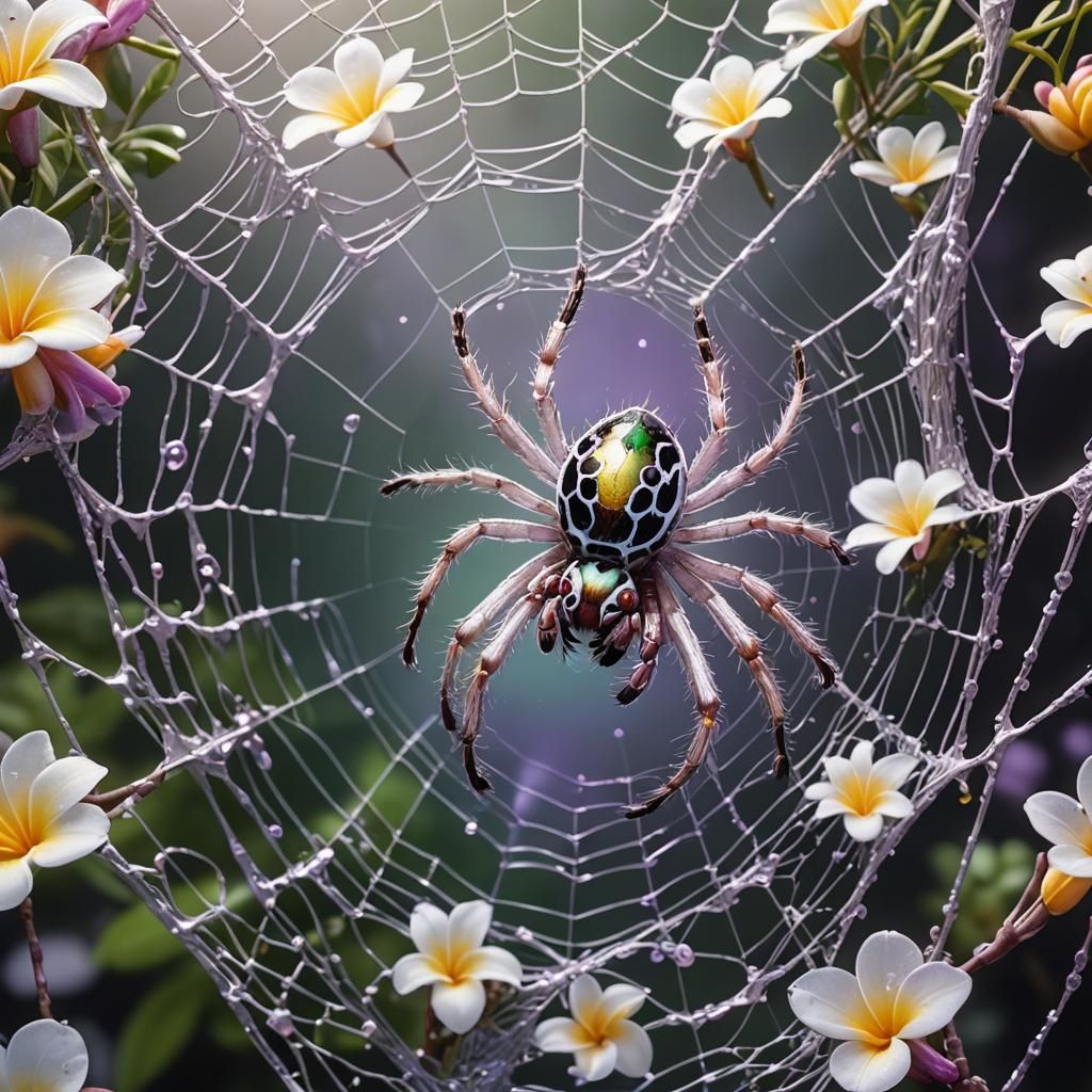 Filigree Realistic white lavender m8nt Iridescent jumping spider in ...