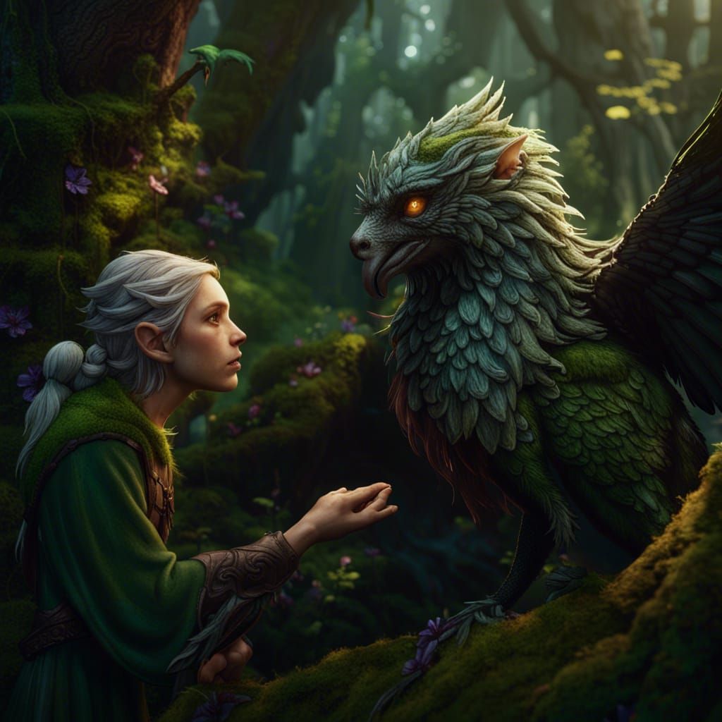elf & griffon - AI Generated Artwork - NightCafe Creator