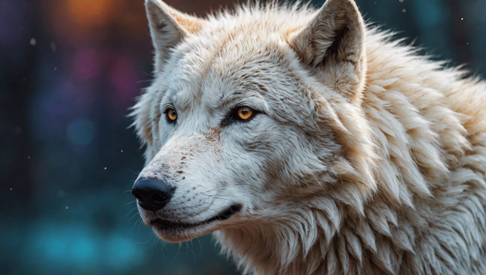 Beautifull white wolf, hiper realistic, perfect fur, dear and humble ...