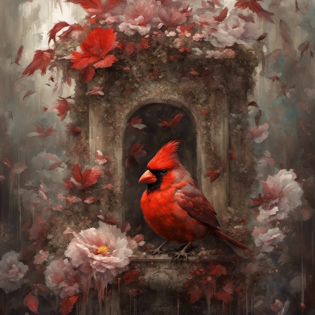 chibi cardinal in a garden - AI Generated Artwork - NightCafe Creator
