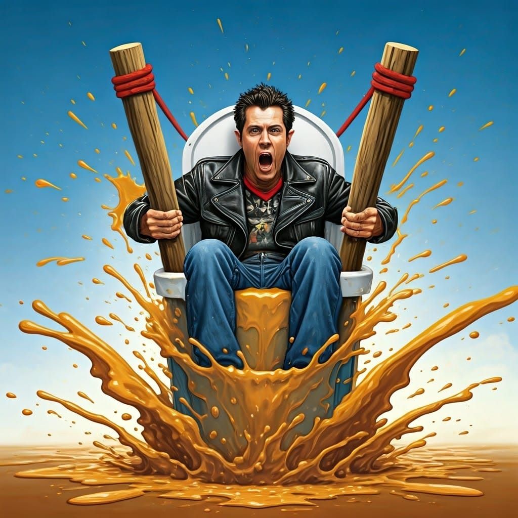 Johnny Knoxville in the Porta potty sling shot covered in poop and pee ...