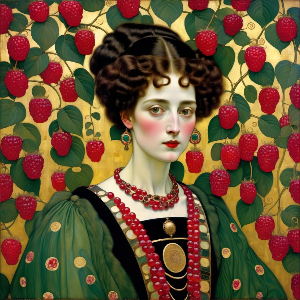 Lady Raspberry. Gustav Klimt. - AI Generated Artwork - NightCafe Creator