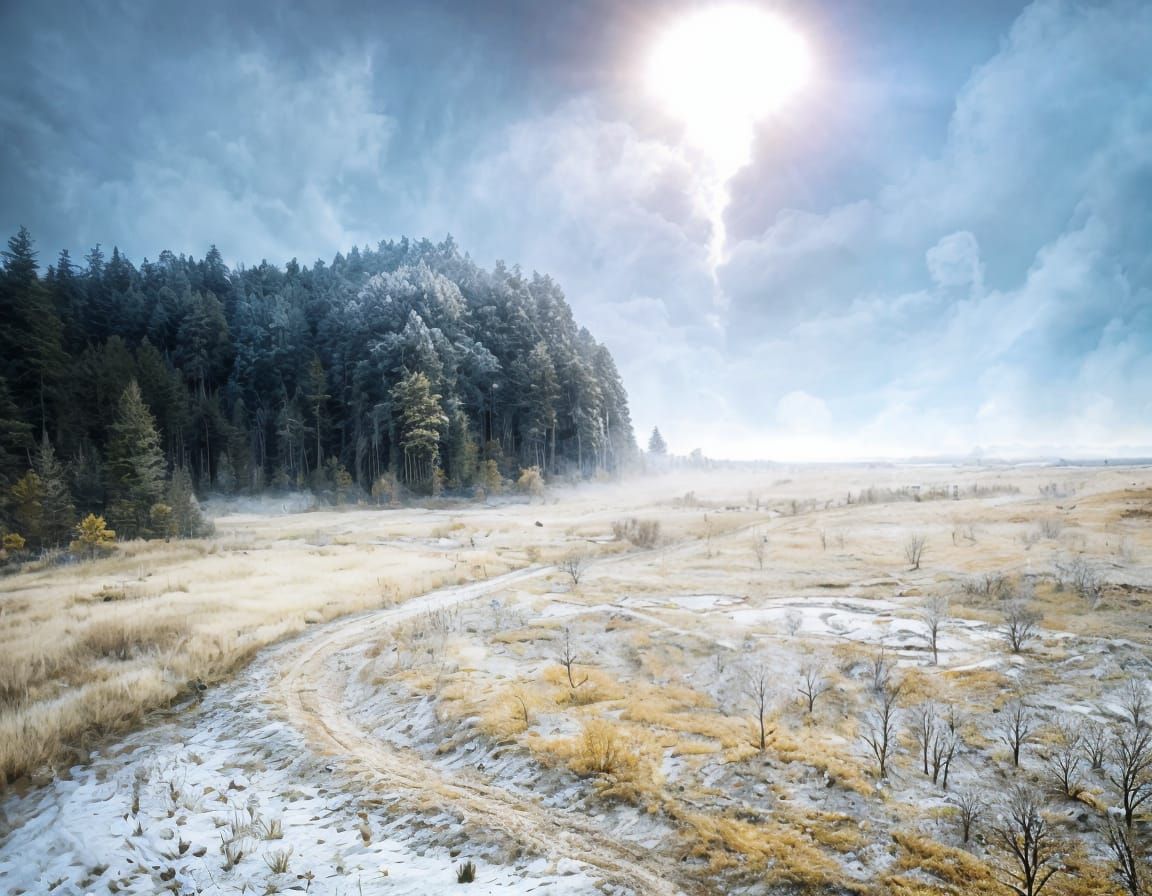 Ethereal Volumetric Landscape in Klimt-Inspired Ae... - AI Art