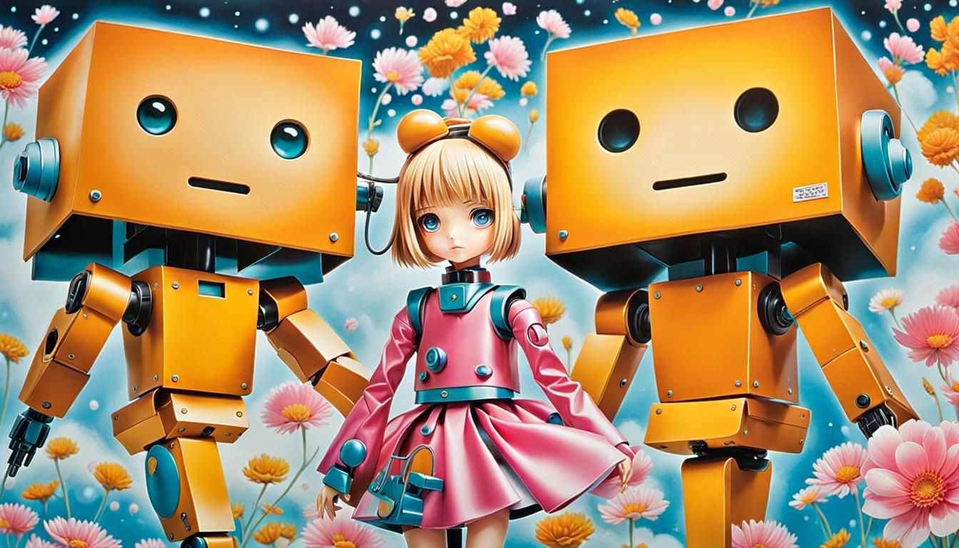 6 pictures (3): Manga fictional cardboard box robot figure. - AI ...