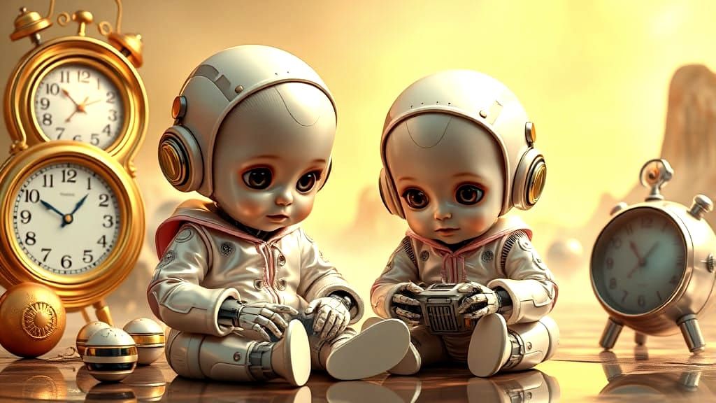 Surreal Scene of Adorable Robot Babies at Play - AI Art