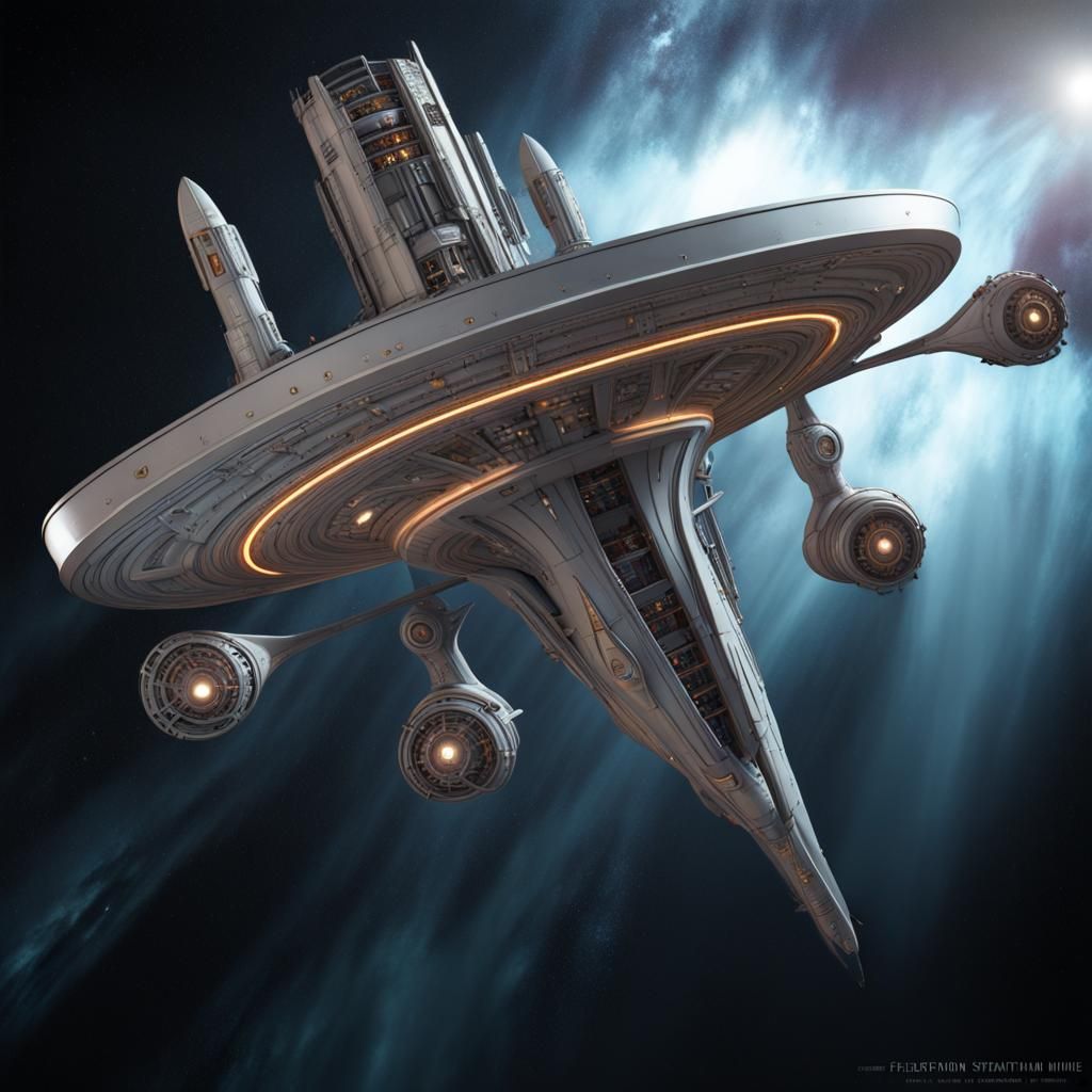 (Star Trek federation starship like enterprise but in style 1930s sci ...