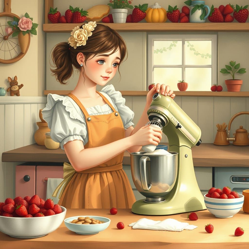 Ice Cream, Anyone? - Whimsical Kitchen Scene in Dreamy Water...