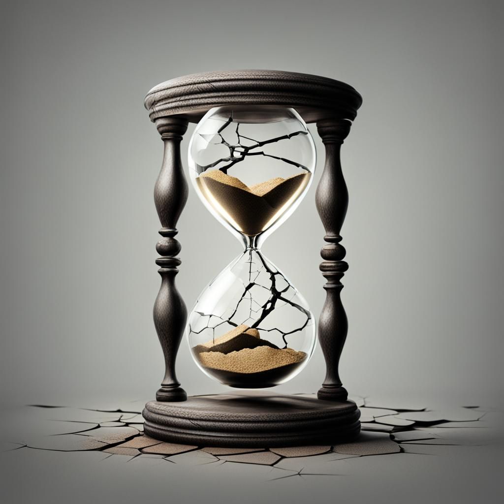 cracked hourglass. - AI Generated Artwork - NightCafe Creator